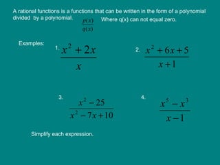 Rational functions 13.1 13.2 | PPT