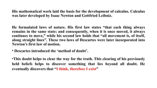 The concept of Rationalism and Rene Descartes | PPTX