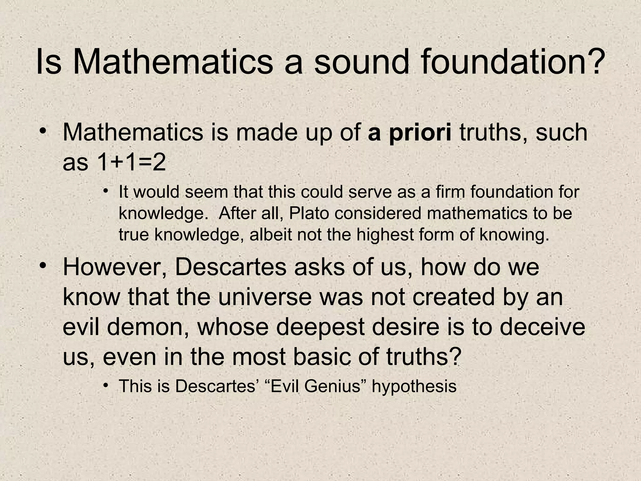 Rationalist epistemology – rene descartes | PPT