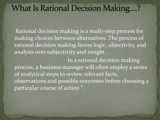 Rationality and creativity in decision making | PPT