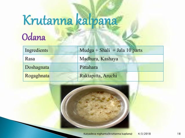 Rationality behind nitya sevaniya ahara dravya w.s.r to mudga in ...