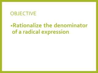Rationalizing the Denominator of a Radical Expression | PDF