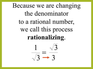 Rationalizing the Denominator of a Radical Expression | PDF