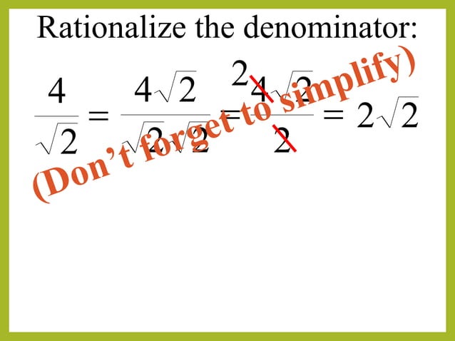 Rationalizing the Denominator of a Radical Expression | PDF