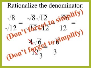 Rationalizing the Denominator of a Radical Expression | PDF