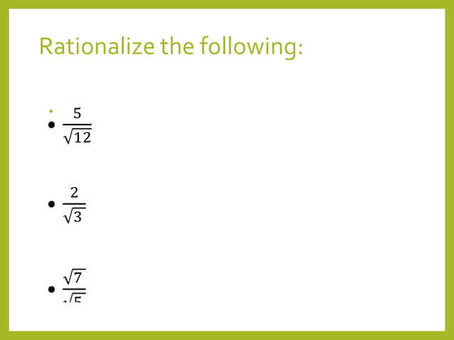 Rationalizing the Denominator of a Radical Expression | PDF