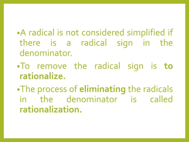 Rationalizing the Denominator of a Radical Expression | PDF