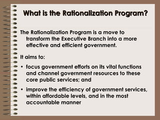 Rationalization Plan (By Usec Tessam) | PPT