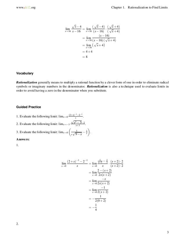 Rationalization To Find Limits L V17 Clh S1