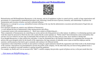 Rationalization And Mcdonaldization | PPT