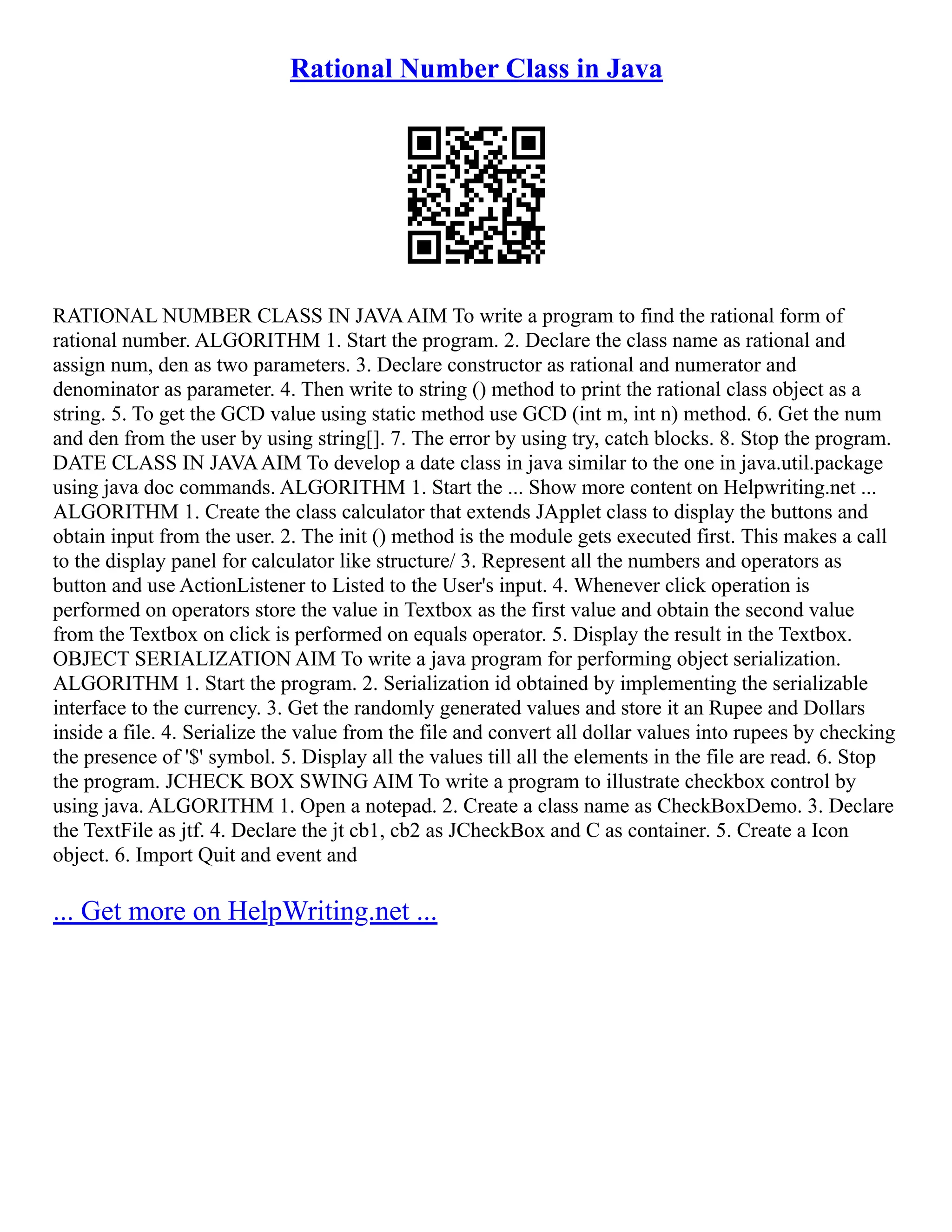 Rational Number Class In Java | PDF