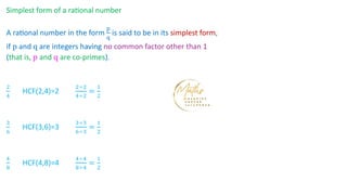 Rational Number (pq form) (Number Systems) | PPT