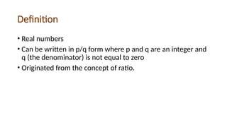 Rational Numbers and Irrational. The examples of Rational Numbers and ...