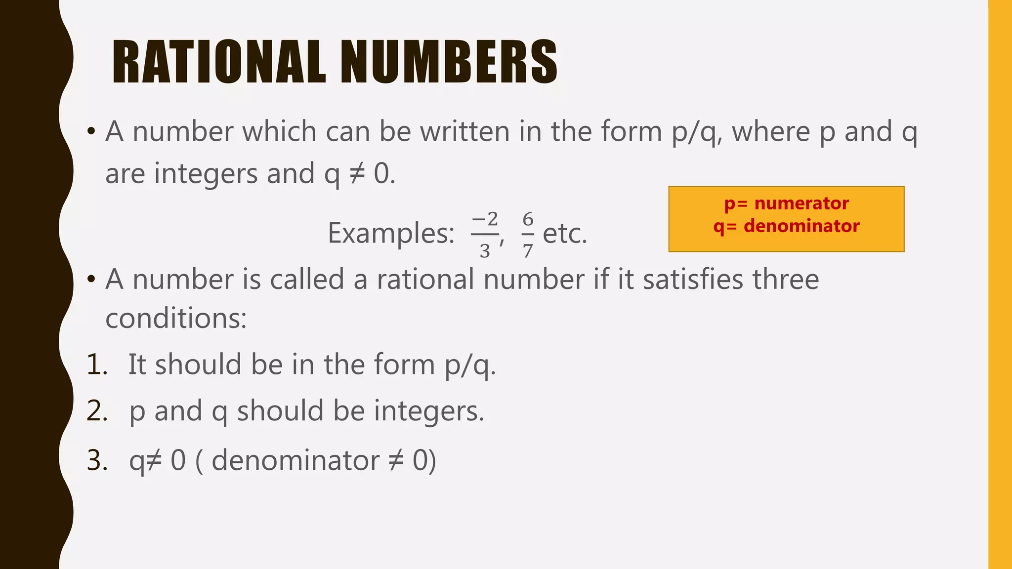 Rational numbers introduction ex 1.1 | PPTX
