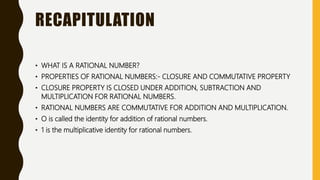 Rational numbers introduction ex 1.1 | PPTX