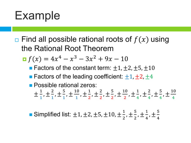 Rational Root Theorem | PPTX | Computing | Technology & Computing