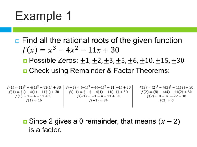 Rational Root Theorem | PPTX | Computing | Technology & Computing