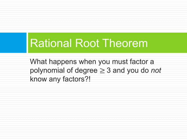 Rational Root Theorem | PPT