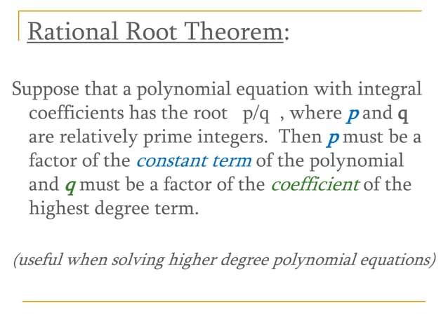 Rational Root Theorem Ppt