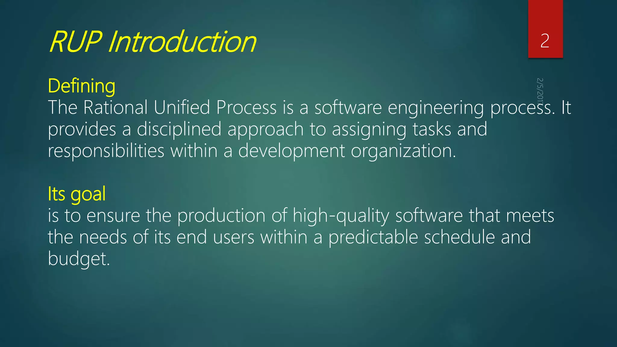 Rational unified process (rup) | PPTX | Programming Languages | Computing