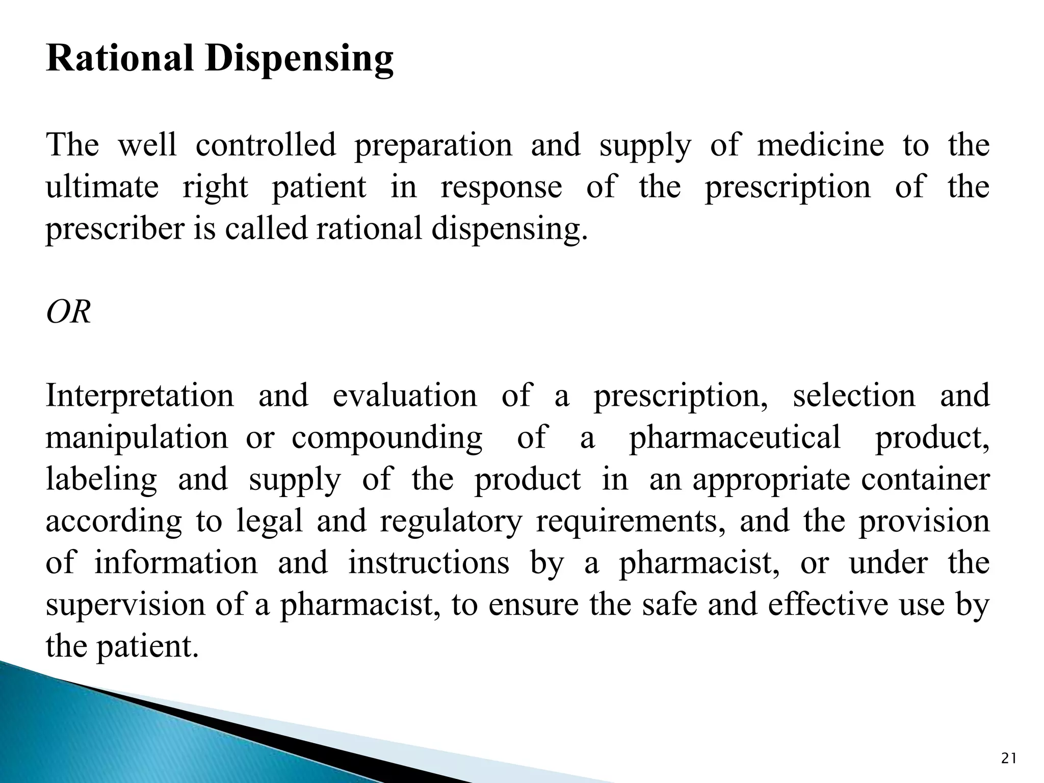 Rational prescribing,dispensing and use of drugs | PPTX