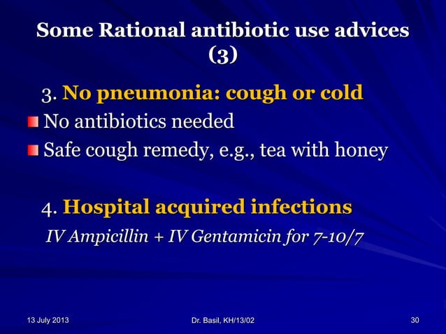 Rational use of antibiotics by Dr. Basil Tumaini | PPTX
