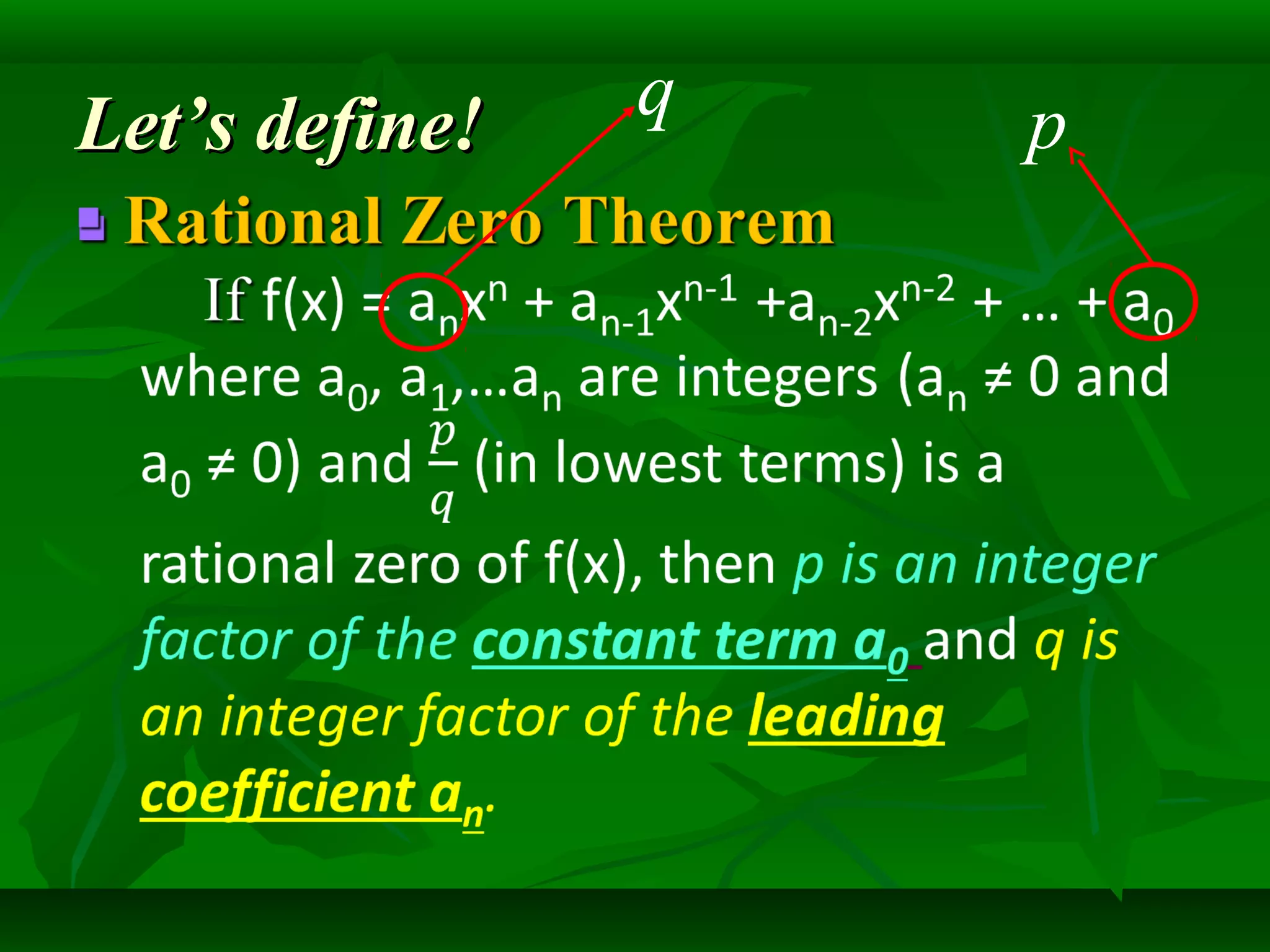 Rational zero of polynomial function | PPT
