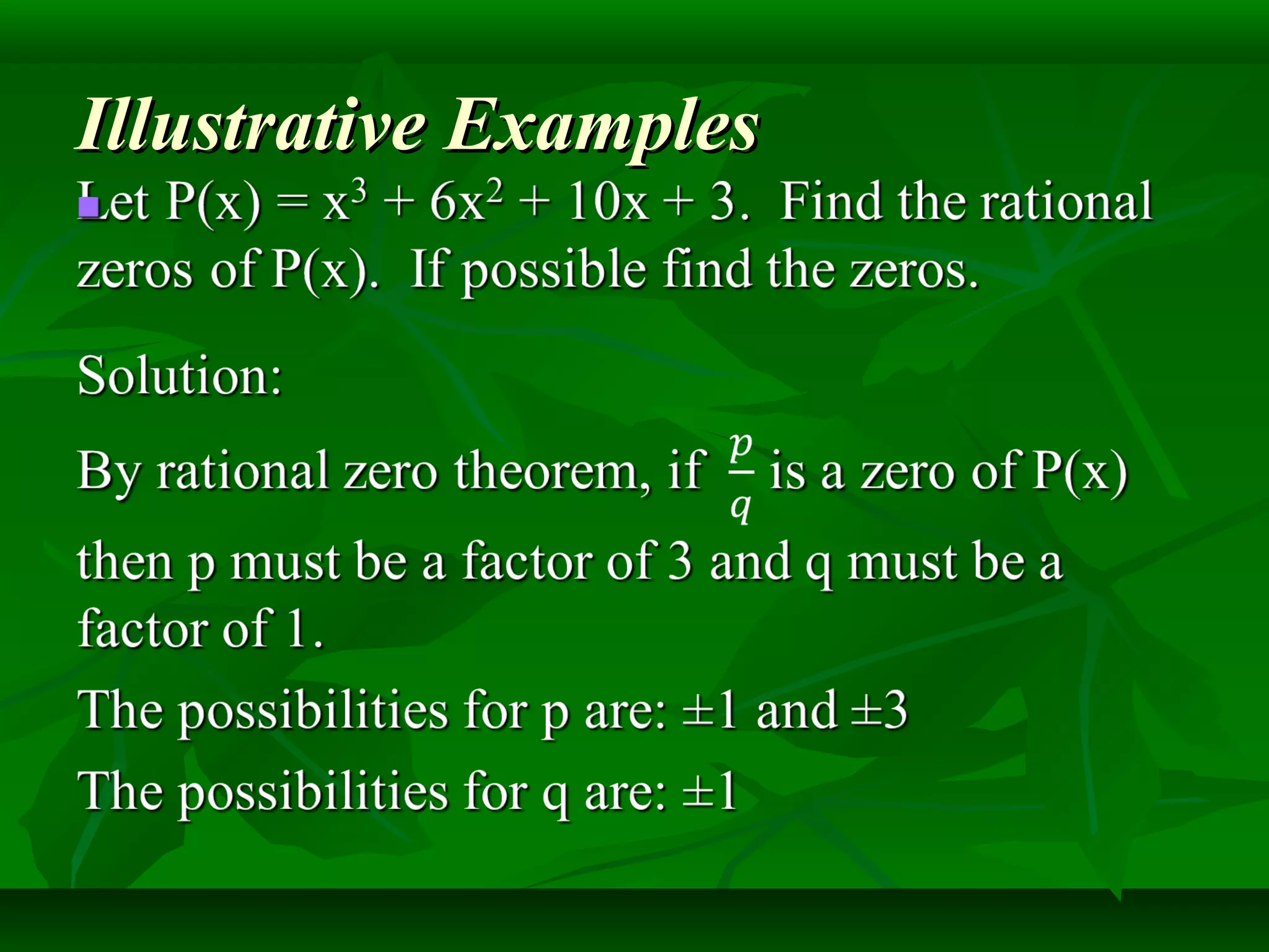 Rational Zero Of Polynomial Function Ppt