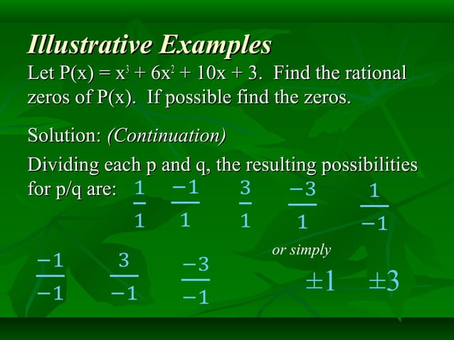 Rational Zero Of Polynomial Function Ppt