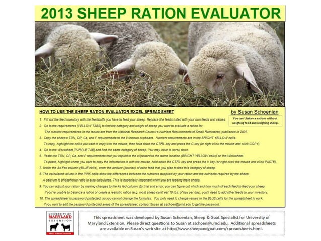 Ration balancing software for sheep | PPTX | Pet Supplies | Pets