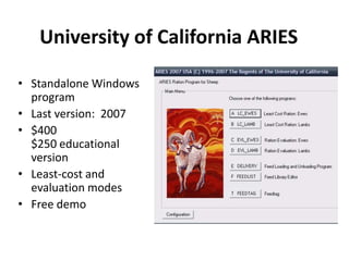 Ration balancing software for sheep | PPTX