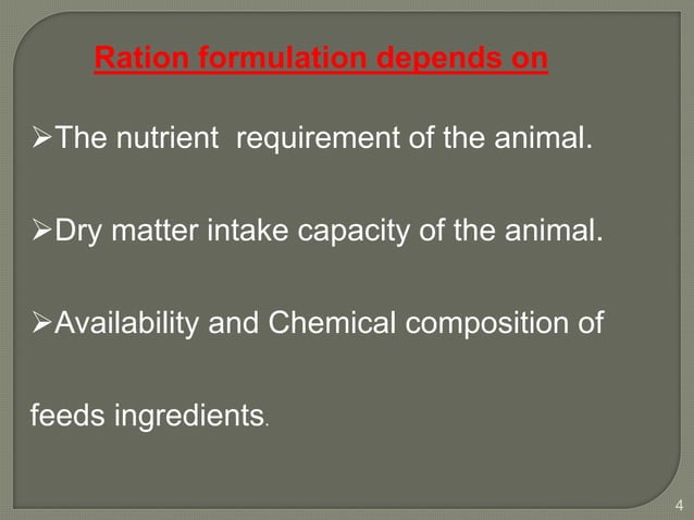 Ration formulation | PPTX | Agriculture | Industries