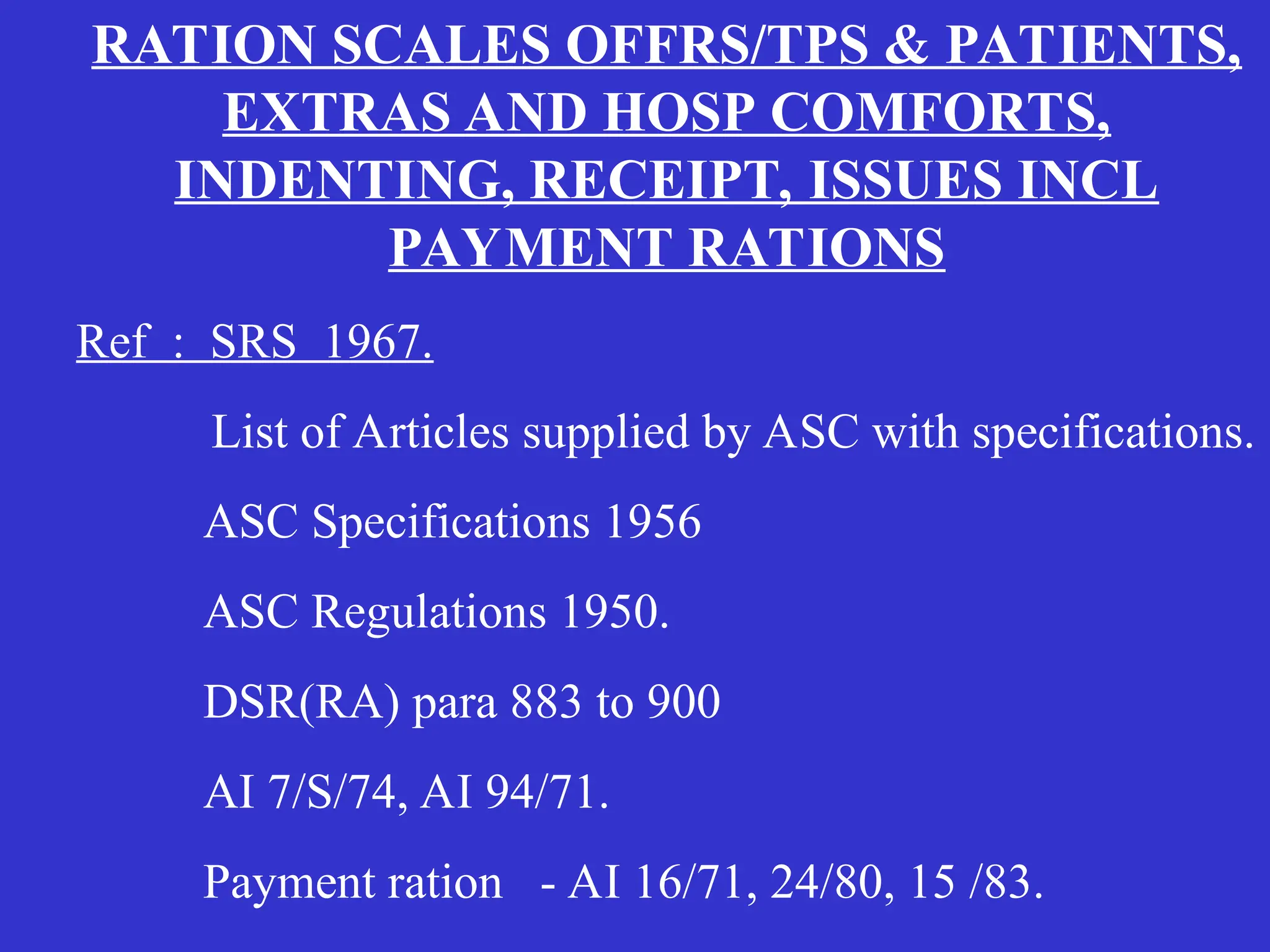 Ration scales in Indian Army power point | PPT