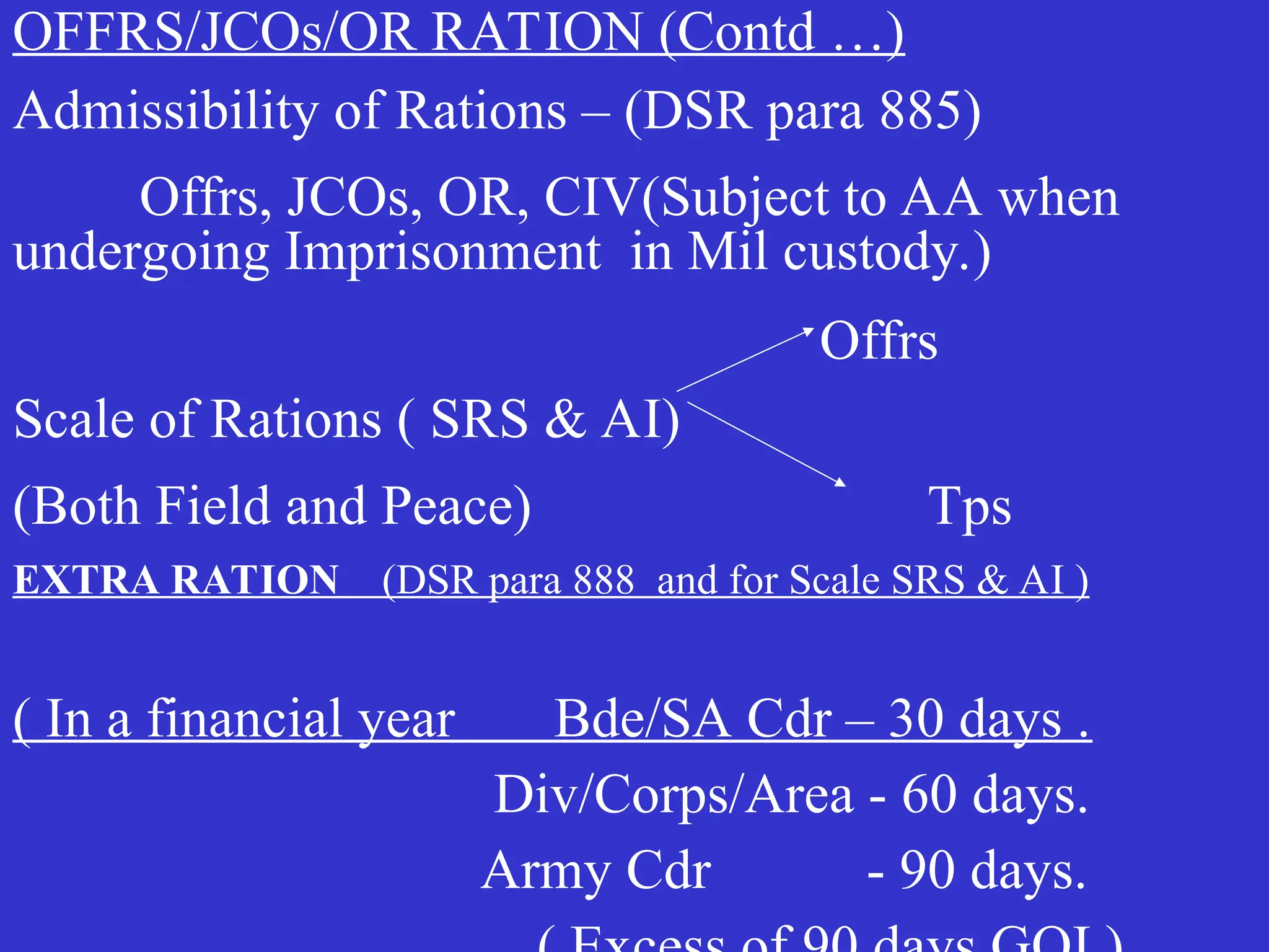 Ration scales in Indian Army power point | PPT