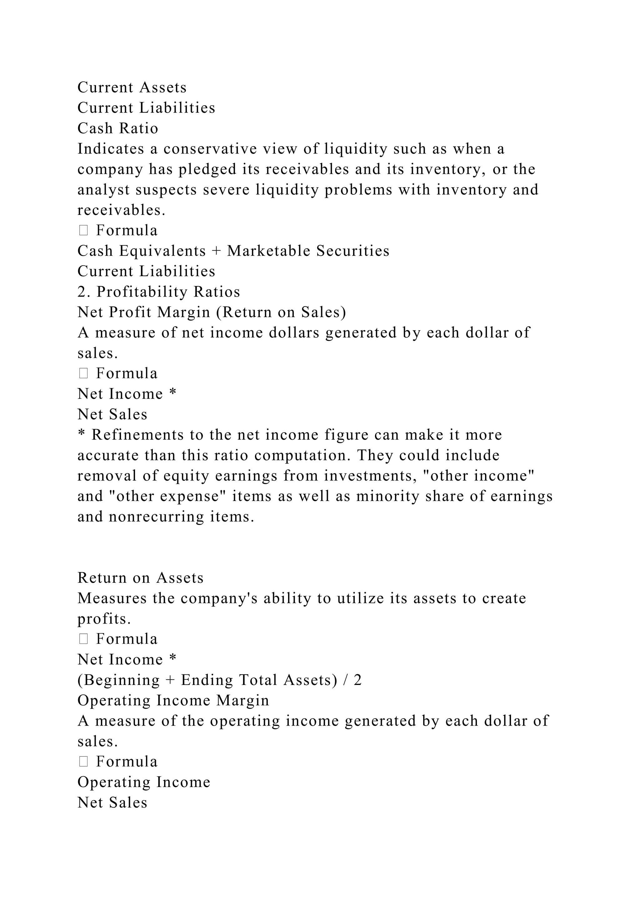 Ratios and Formulas in Customer Financial AnalysisFinancial stat.docx