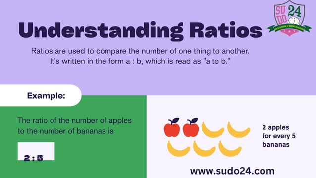 Ratios and Proportions Using ratios to compare quantities | PPTX