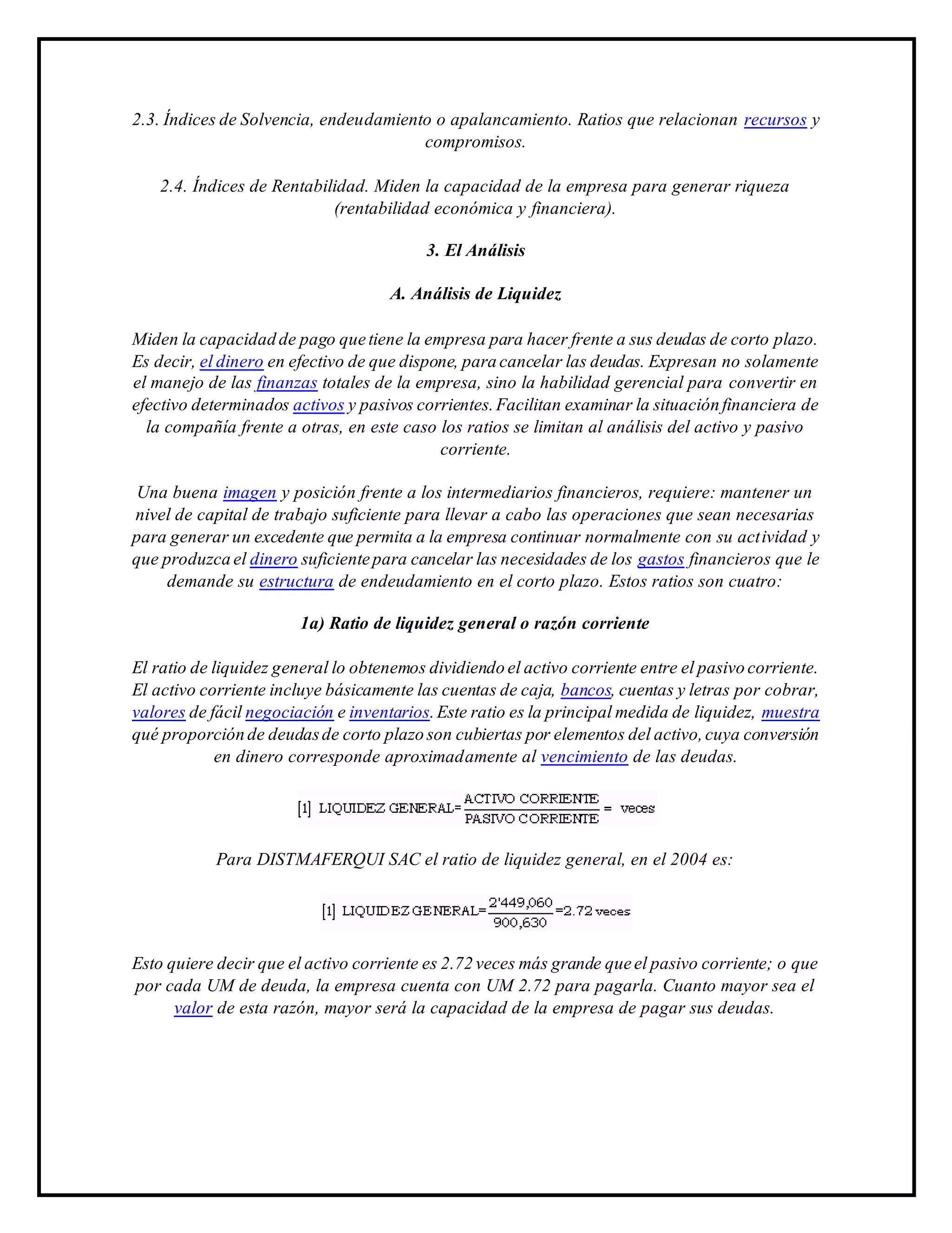 Ratios Financieros, Formulas & Ejercicios! | DOCX