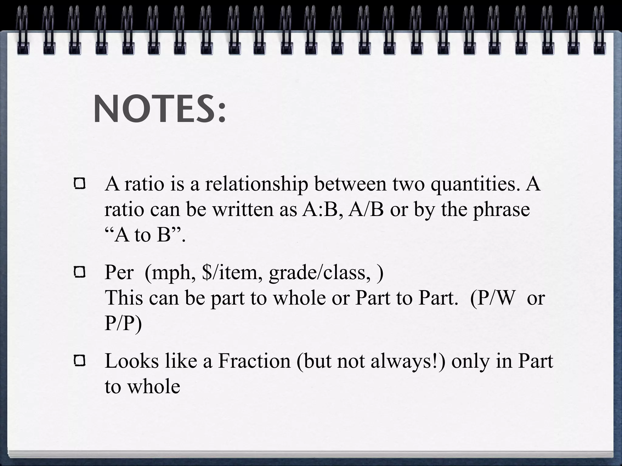 Ratios part/part and part/whole | KEY