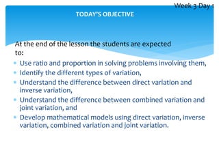 Ratio, variation and proportion | PPTX