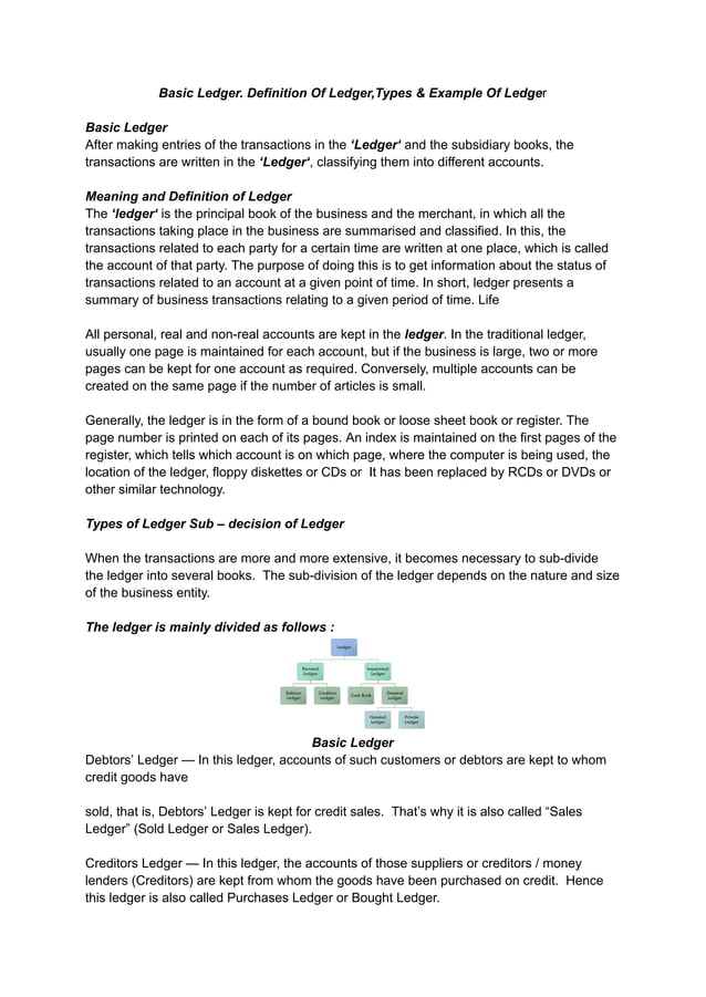 Basic Ledger Definition Of Ledger Types And Example Of Ledger Pdf