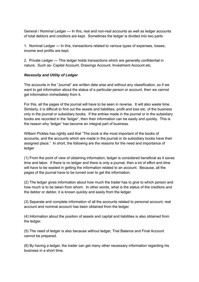 Basic Ledger. Definition Of Ledger,Types & Example Of Ledger | PDF