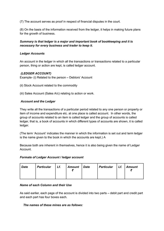 Basic Ledger. Definition Of Ledger,Types & Example Of Ledger | PDF