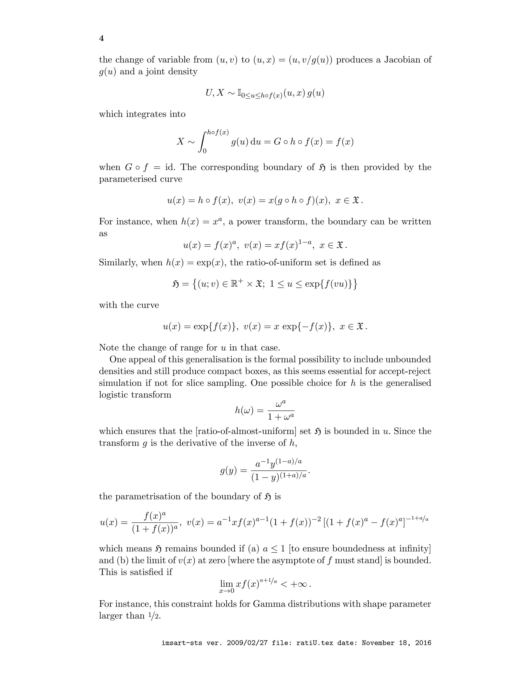 A generalisation of the ratio-of-uniform algorithm | PDF