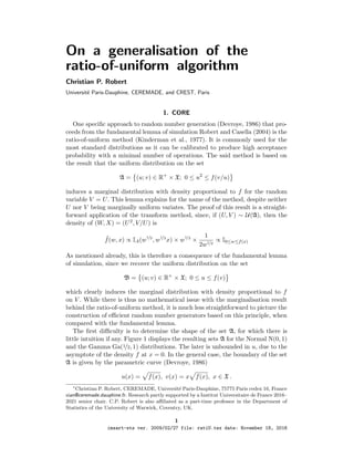 A generalisation of the ratio-of-uniform algorithm | PDF