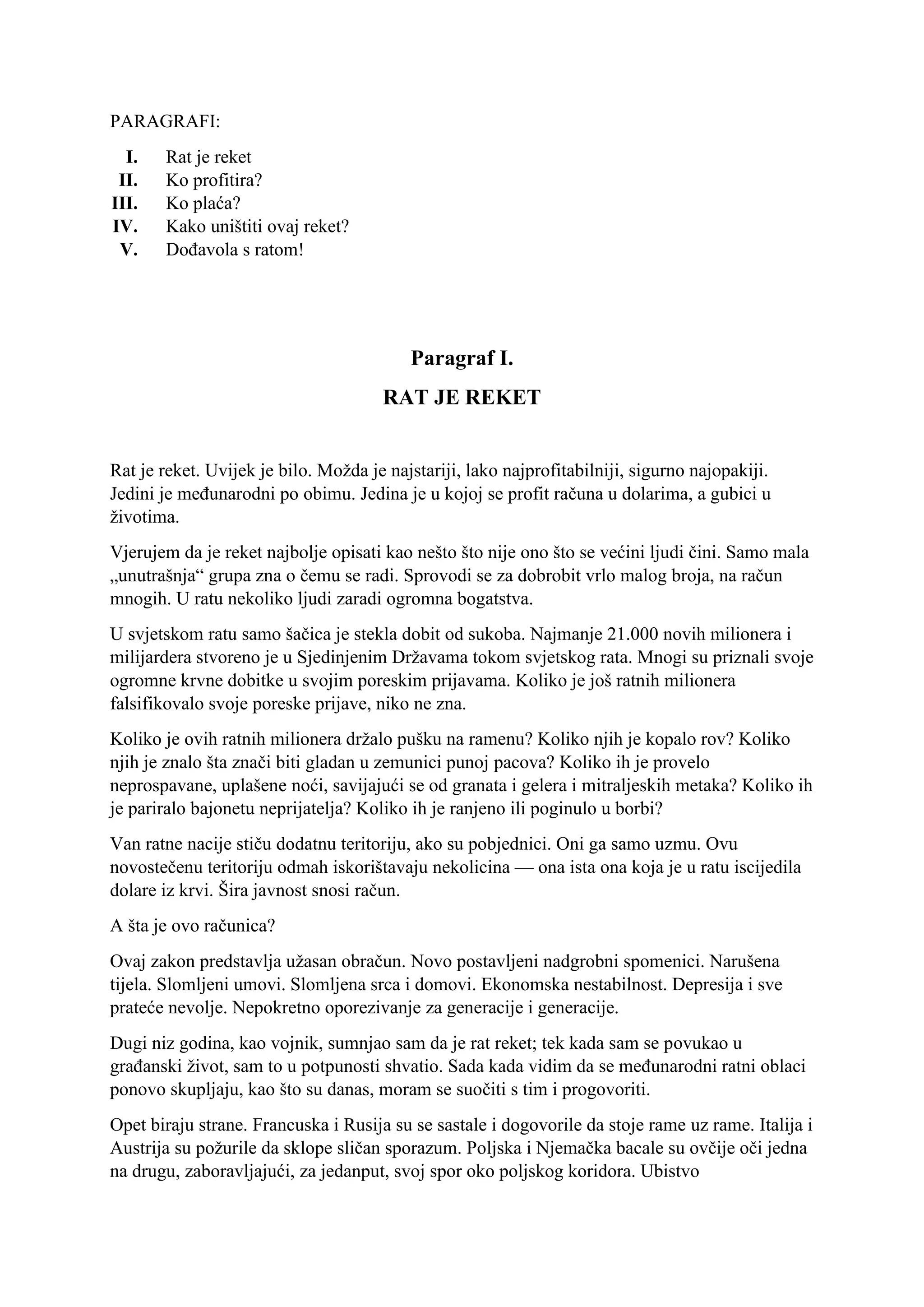 Rat je Reket Smedley D. Butler | PDF