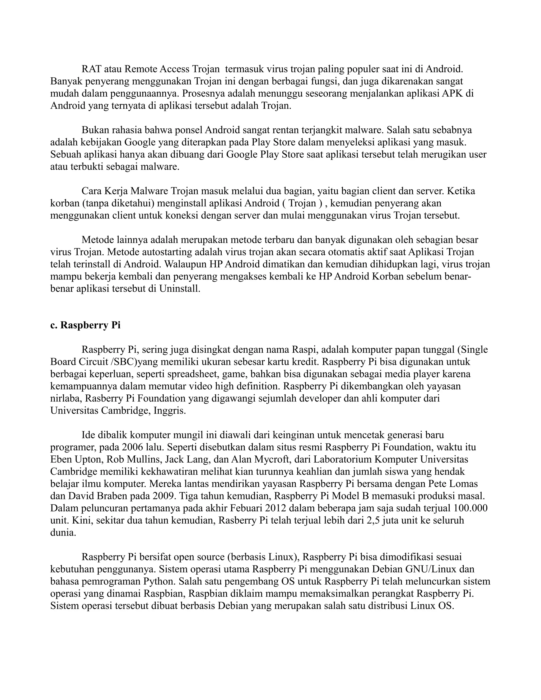 Rat malware android with raspberry pi server | PDF