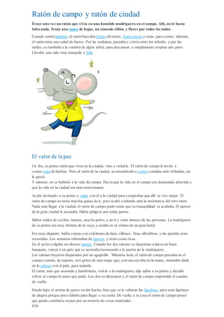 Ratón de campo y ratón de ciudad | DOCX