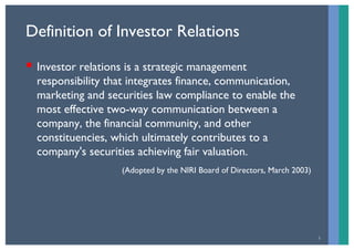 Nordic IR conference Stockholm Strengthening the role of Investor ...