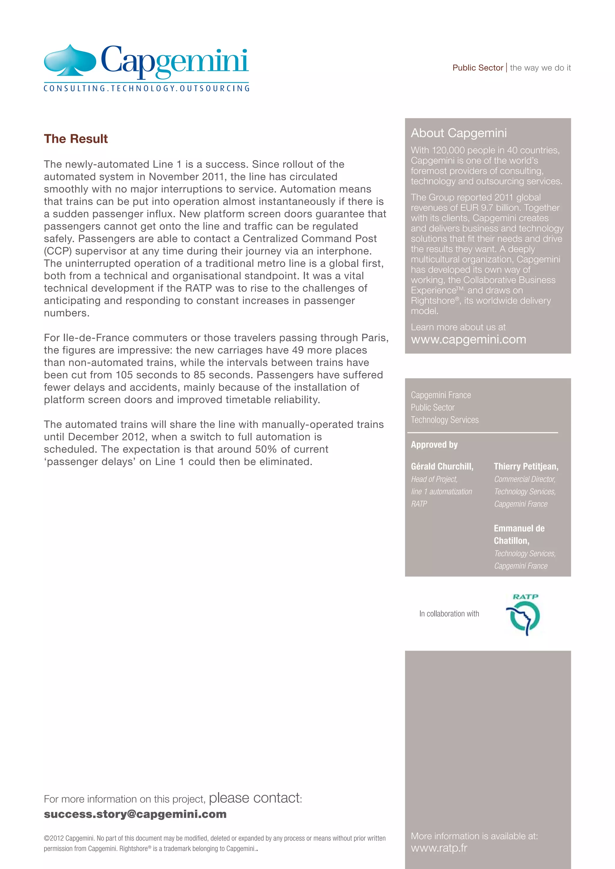 RATP Group Automates Metro Line 1 | PDF