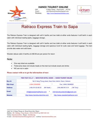 Ratraco express train to sapa